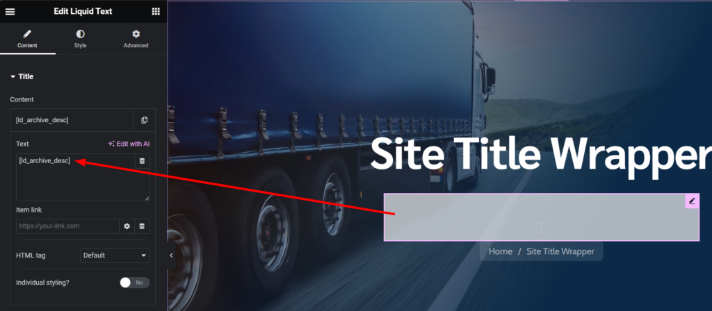 Using Title Wrapper - LogisticsHub Theme Documentation